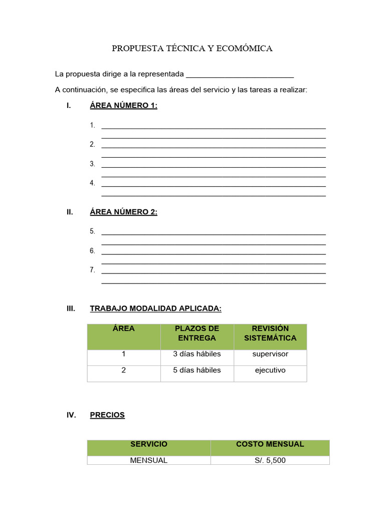 Modelo Propuesta Economica | PDF