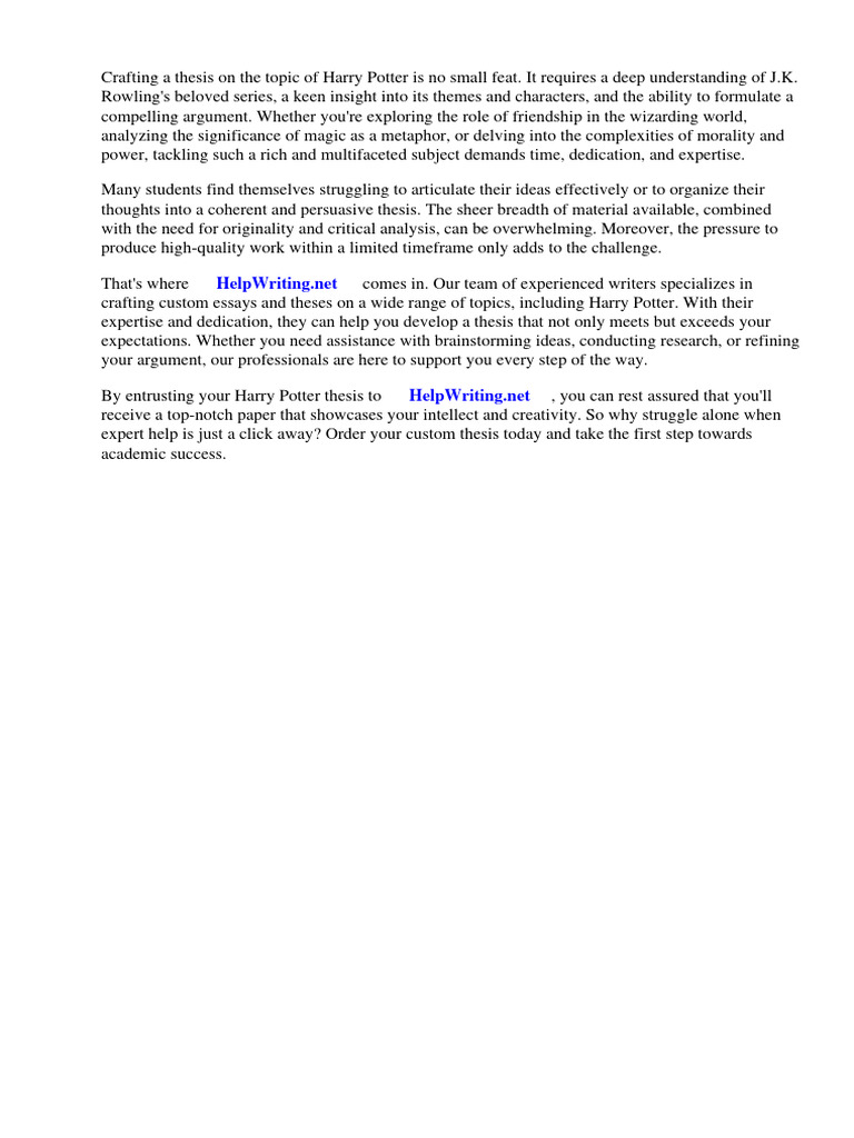 Harry Potter Essay Thesis | PDF | Harry Potter | J. K. Rowling