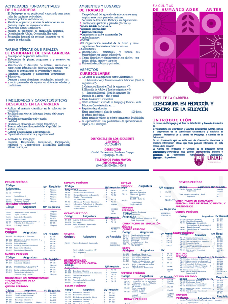 Licenciatura en Pedagogía: Plan de Clases UNAH | PDF | Plan de estudios ...