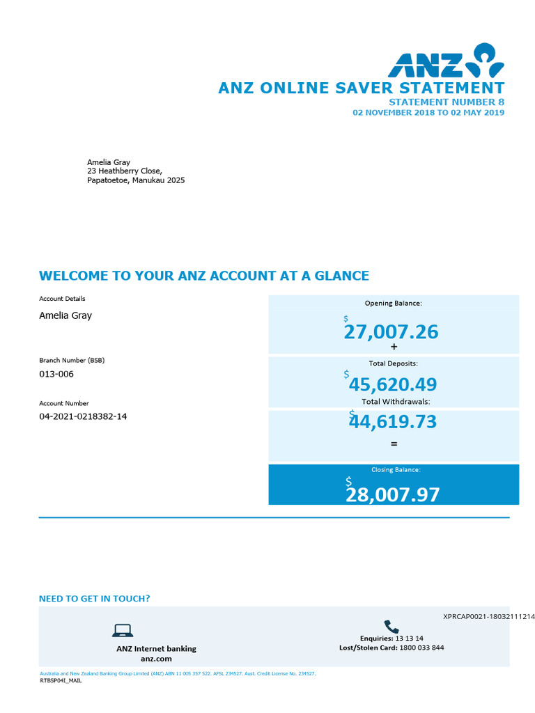 NZ BANK STATMENT | PDF | Service Industries | Financial Services Companies