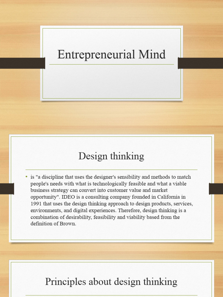 Understanding the Entrepreneurial Mindset | PDF | Design Thinking ...