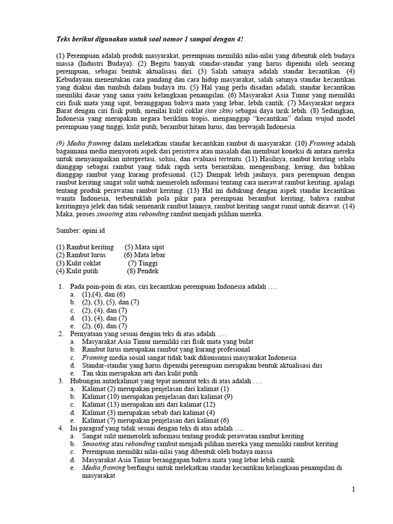 Bindo - Kpu - Try Out Utbk SNBT 2023 Part P10 | PDF