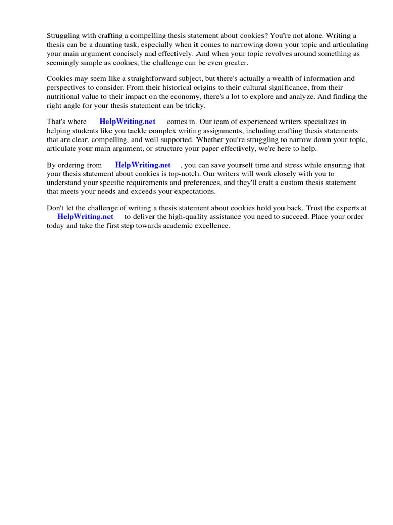 Thesis Statement About Cookies | PDF