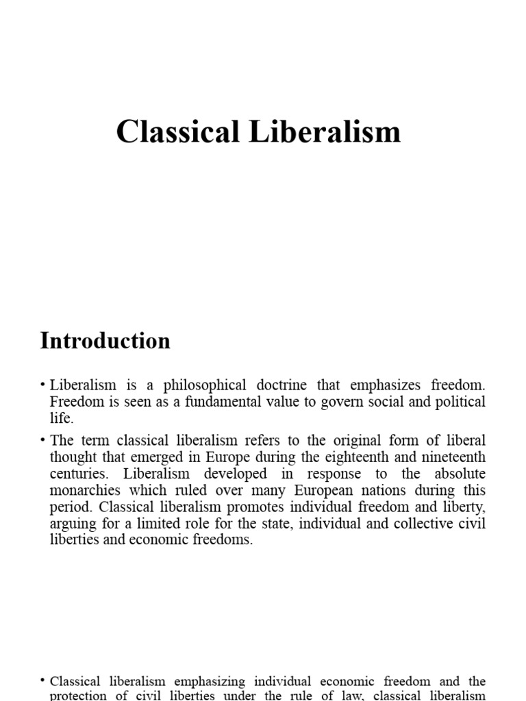 Classical Liberalism | PDF
