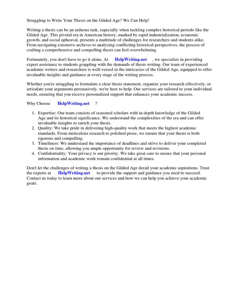 Thesis Gilded Age | PDF | The United States | Labour Economics