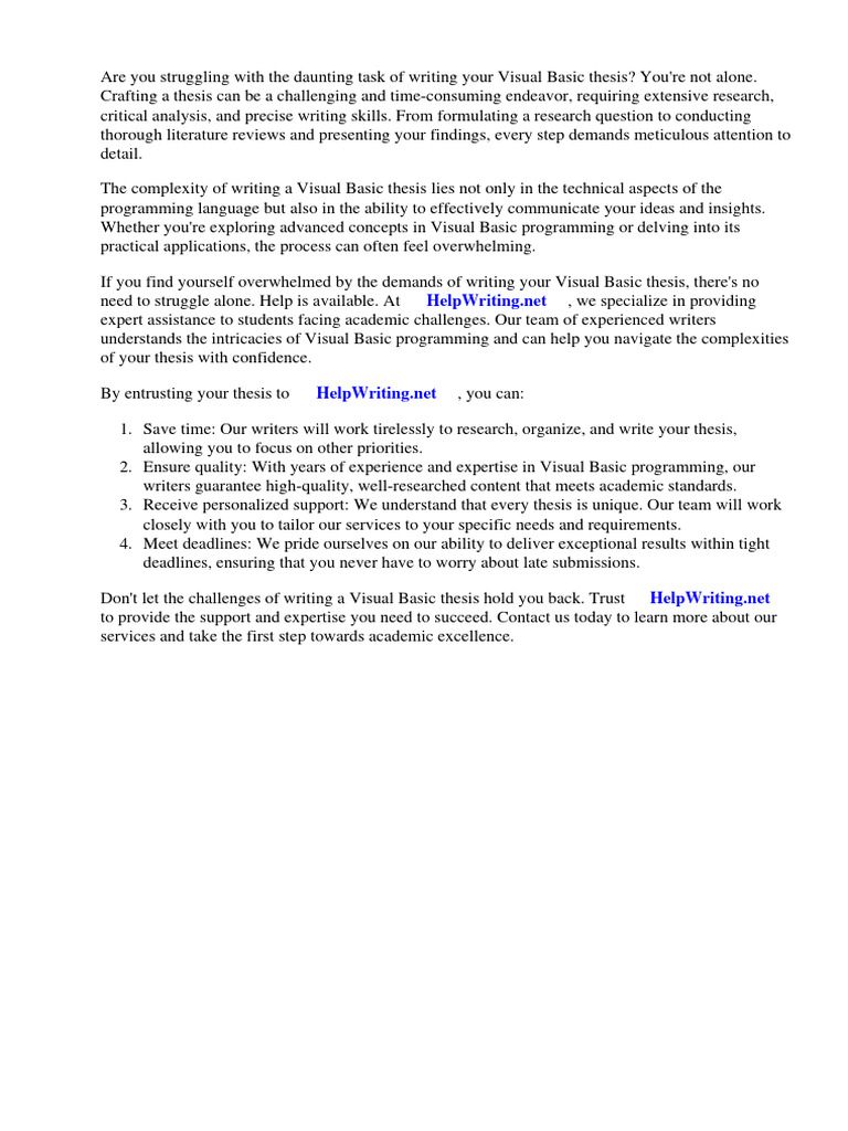 Visual Basic Thesis Sample | PDF | Essays | Thesis