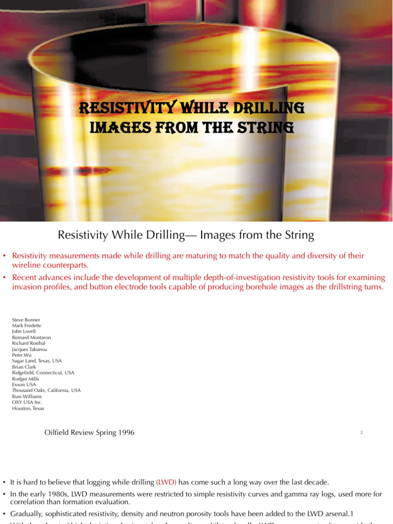 Resistivity While Drilling - Images From The String | PDF | Physical Sciences