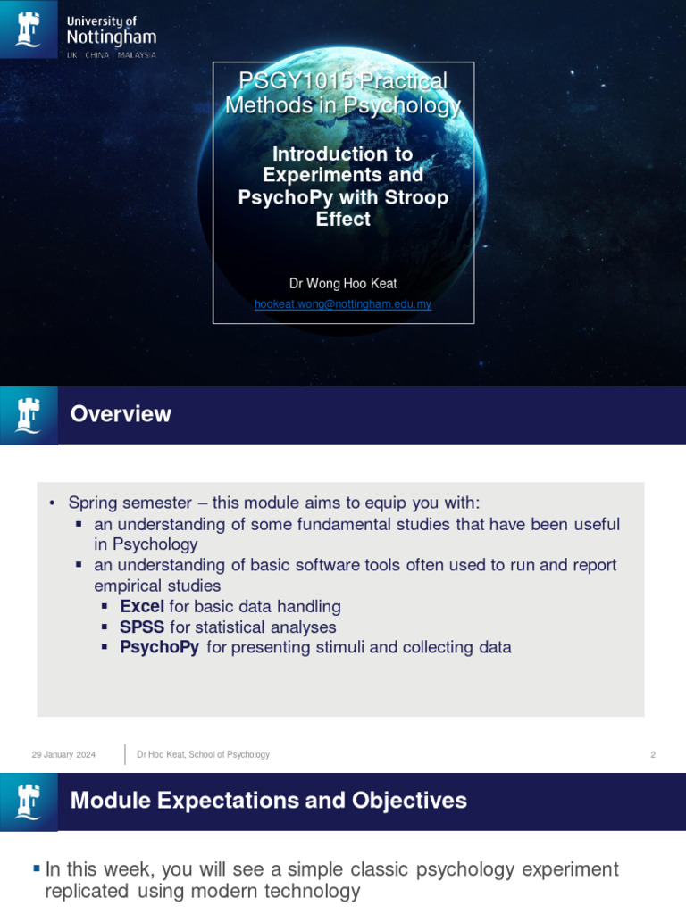 Stroop 1 Lecture Slides (2023-24) | PDF | Experiment | Psychology