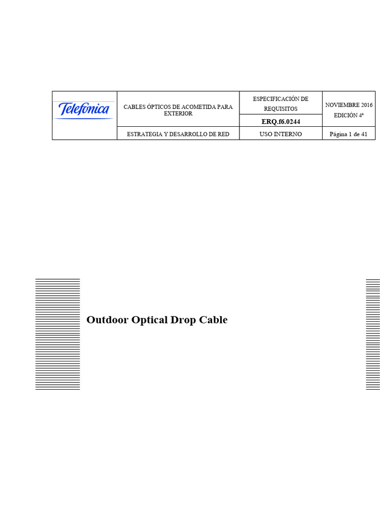 Outdoor Optical Drop Cable Specs | PDF | Intellectual Property ...