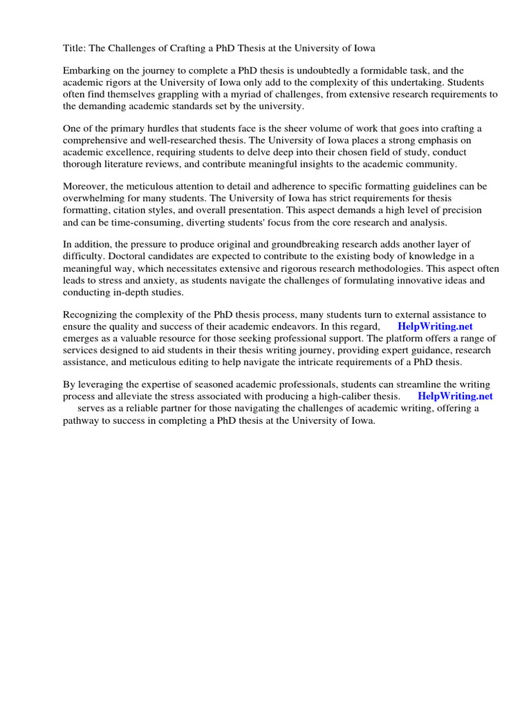 PHD Thesis University of Iowa | PDF | Thesis | Methodology