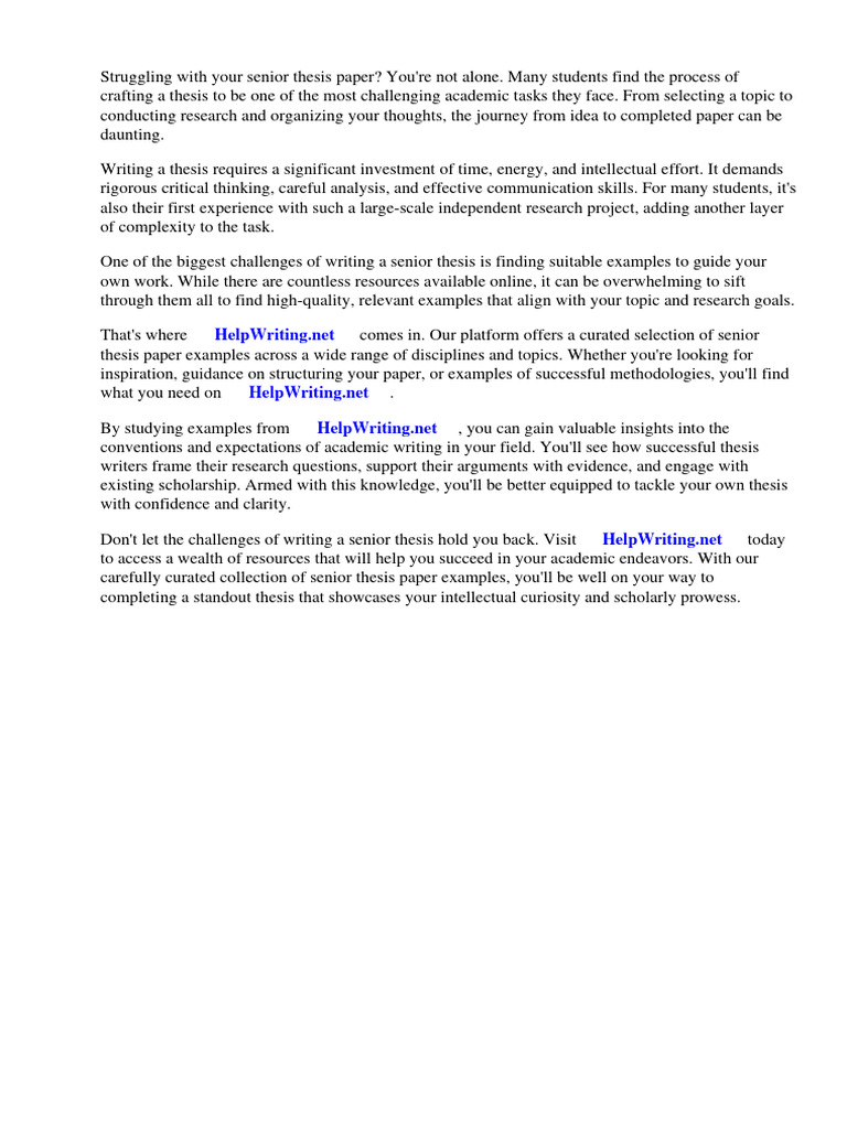 Senior Thesis Paper Examples | PDF | Sustainability | Thesis