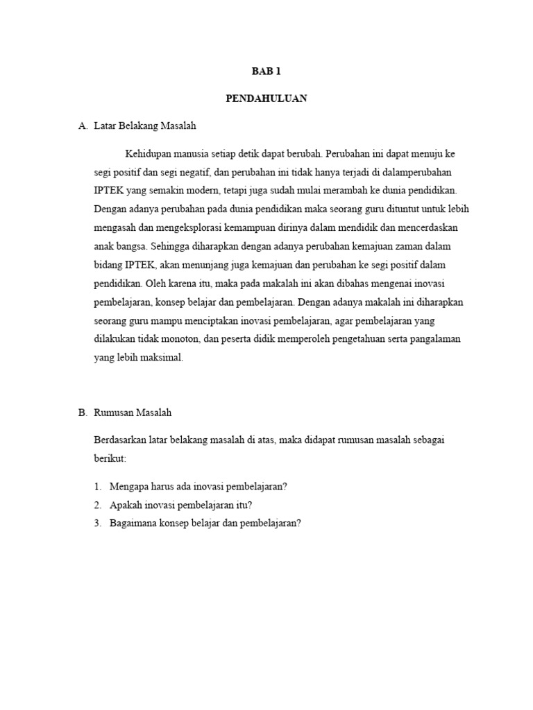 Makalah Inovasi Model Pembelajaran | PDF