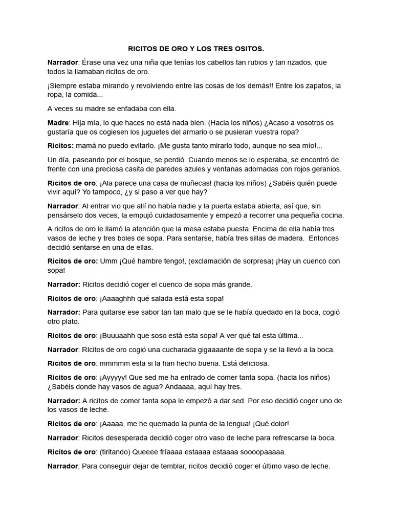 Ricitos de Oro y Los Tres Ositos | PDF