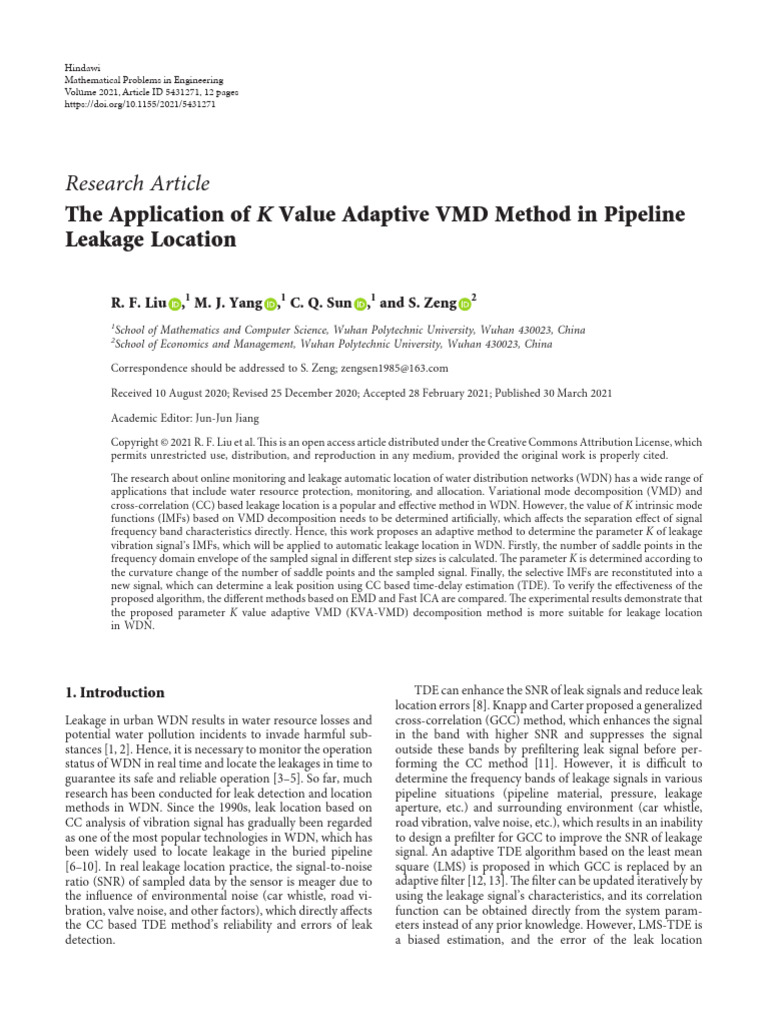 The Application of K Value Adaptive VMD Method in DIfferentTypesofDamageModelling | PDF ...