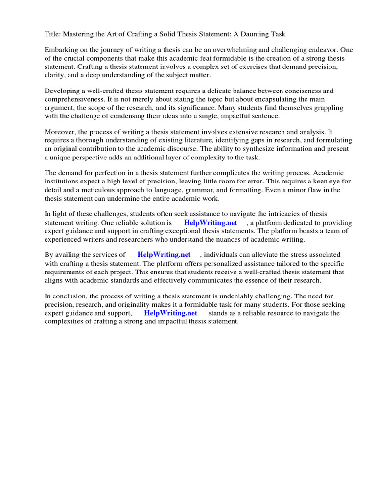 Exercises On Writing A Good Thesis Statement | PDF | Essays | Thesis