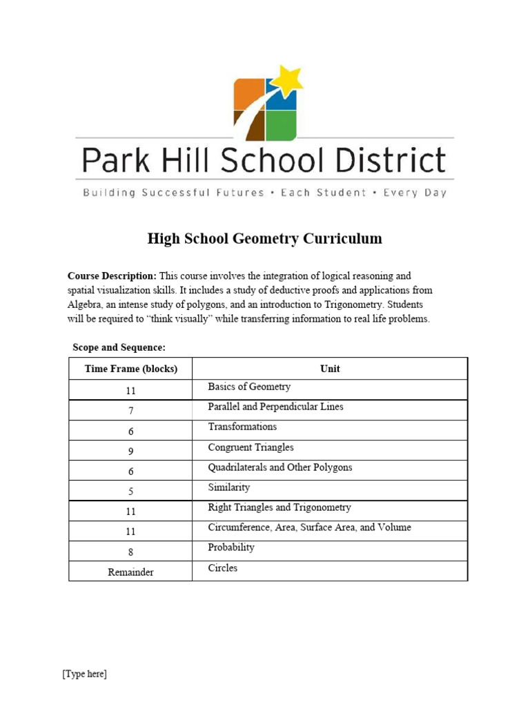 High School Geometry Curriculum | PDF | Line (Geometry) | Geometry