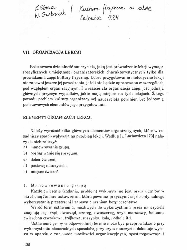 Organizacja Lekcji. | PDF