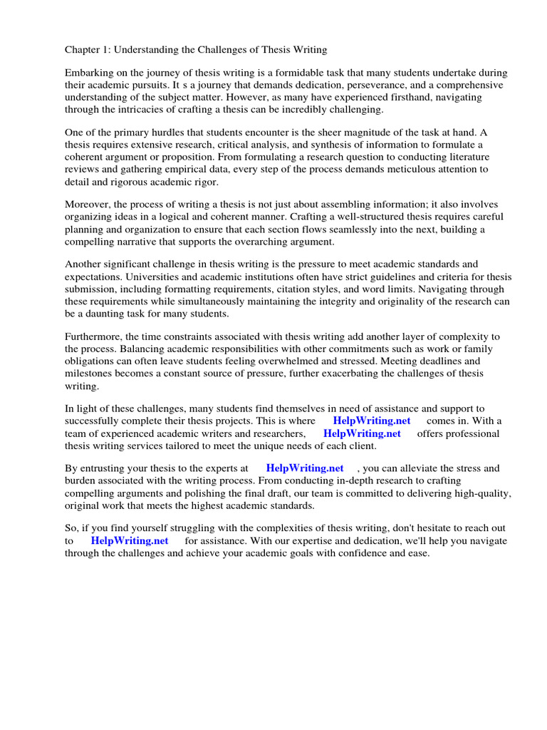 Contents Chapter 1 Thesis Writing | PDF