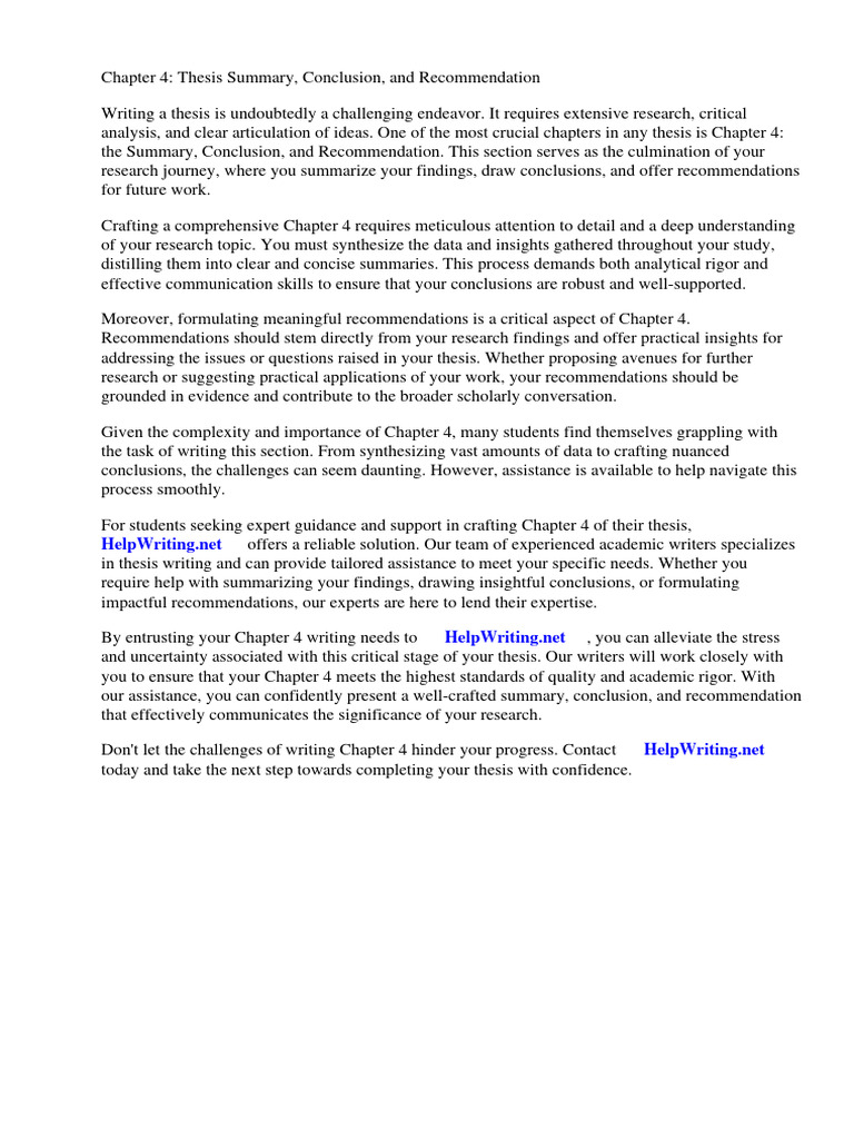 Chapter 4 Thesis Summary Conclusion and Recommendation | PDF | Expert ...