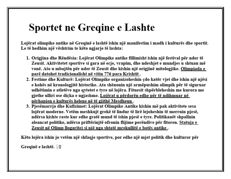 Sportet Ne Greqine e Lashte | PDF