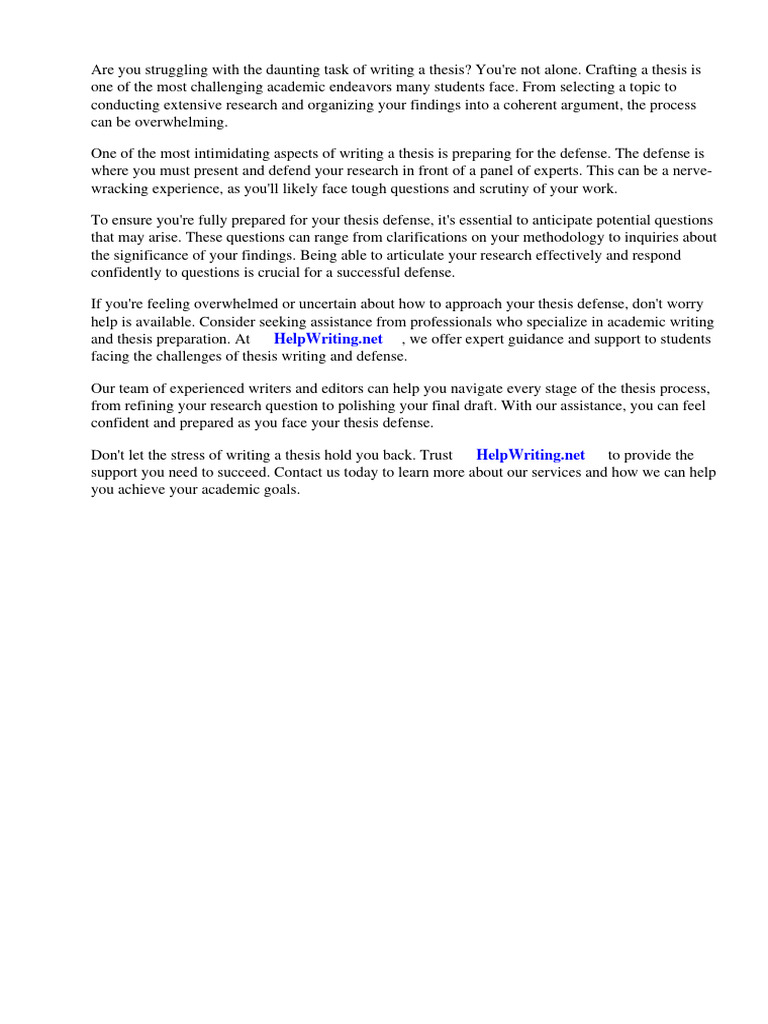 Thesis Defence Questions | Download Free PDF | Thesis | Reason