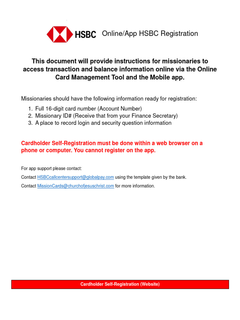 HSBC OnlineApp Resistration | PDF