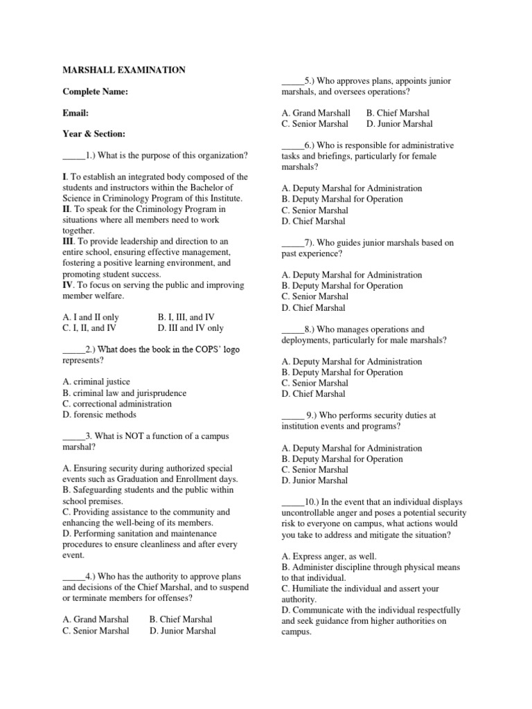 Marshall Examination | PDF