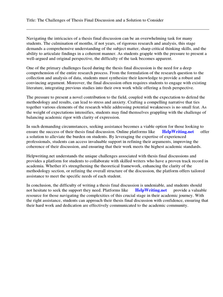 Thesis Final Discussion | PDF | Narrative | Learning