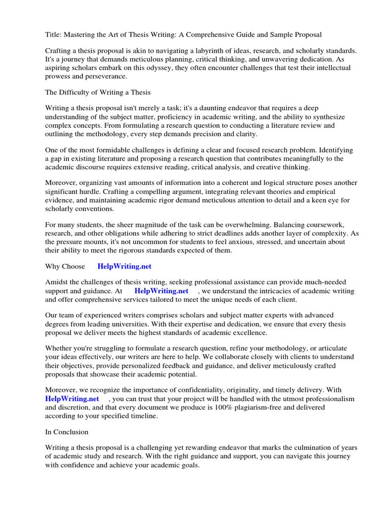 How To Write A Thesis Proposal Sample | PDF
