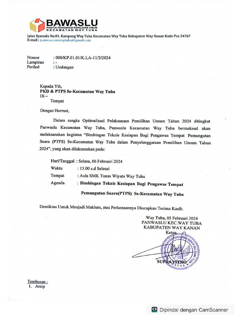 Undangan Bimtek PKD & PTPS | PDF