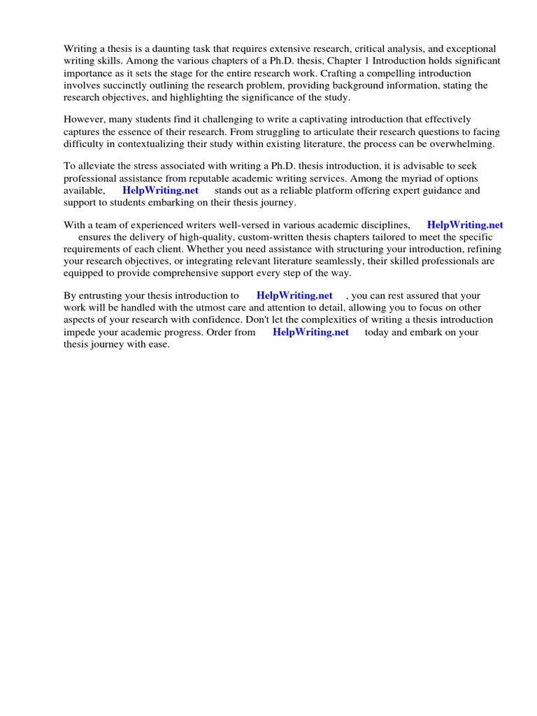 PHD Thesis Chapter 1 Introduction | PDF | Thesis | Methodology