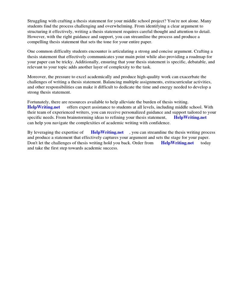 Examples of Thesis Statements Middle School | PDF | Essays | Thesis