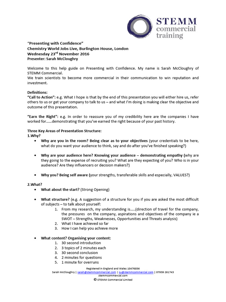Presenting With Confidence - Help Guide From STEMM Commercial | PDF ...