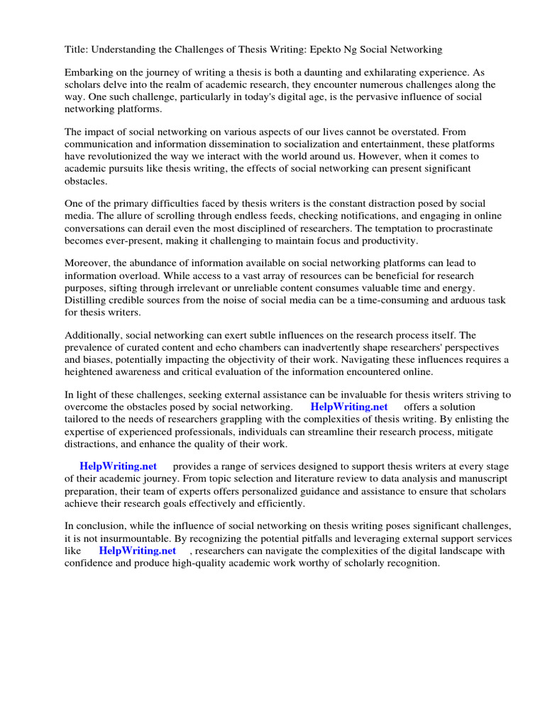 Thesis Epekto NG Social Networking | PDF | Computers