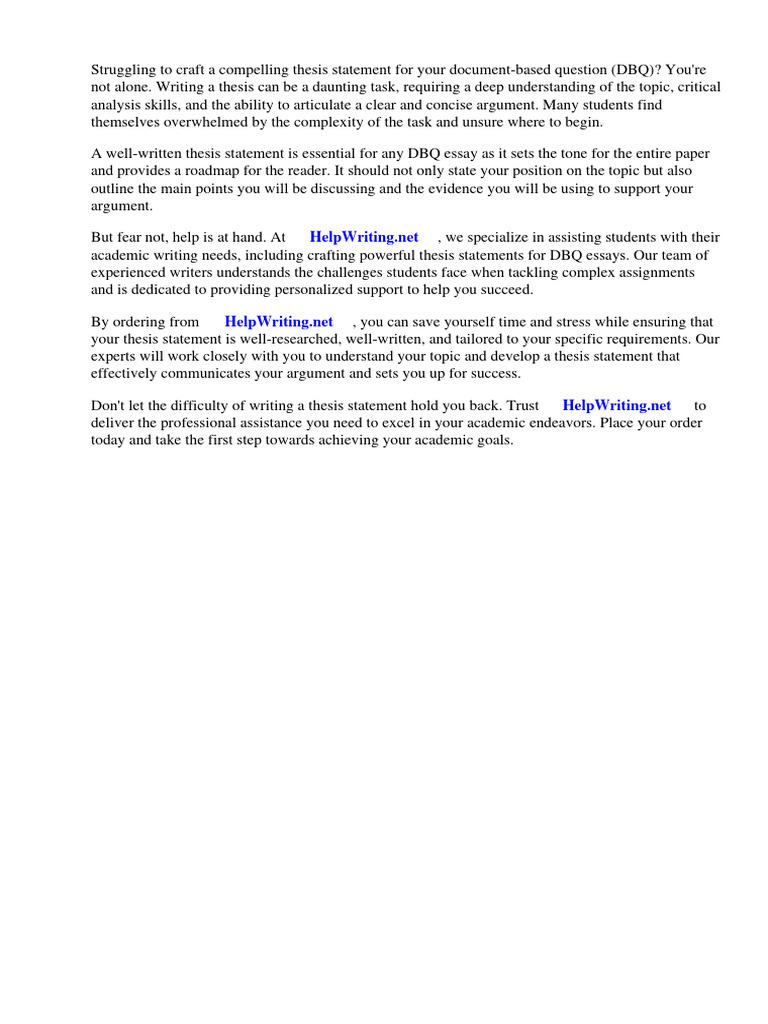 How To Write A Thesis Statement For A Document Based Question | PDF ...