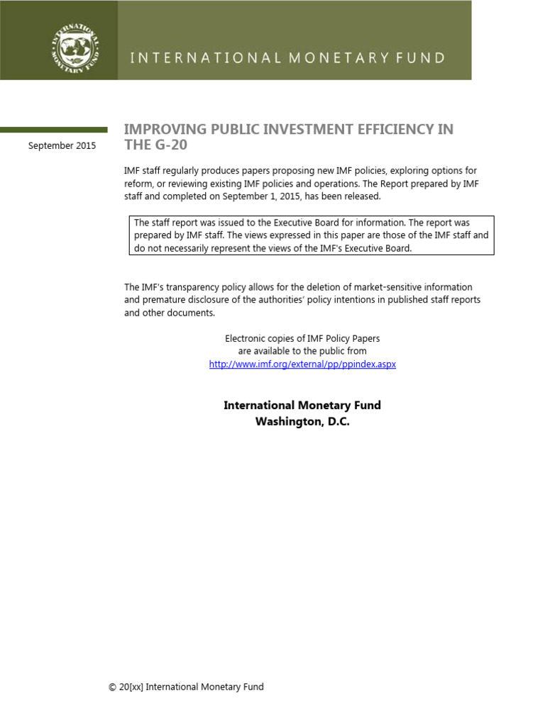 G-20 Public Investment Efficiency Report | PDF | Government Spending ...