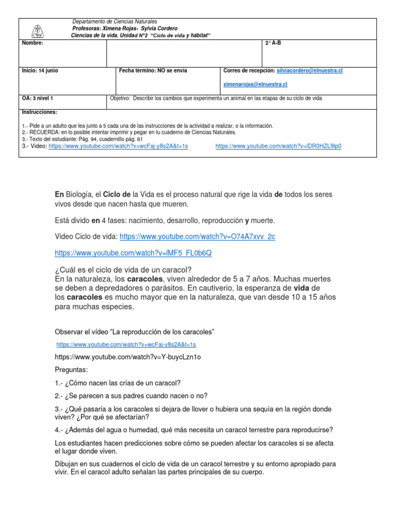 Clase 1 Ciclo de Vida Caracol | PDF | Reproducción | Naturaleza