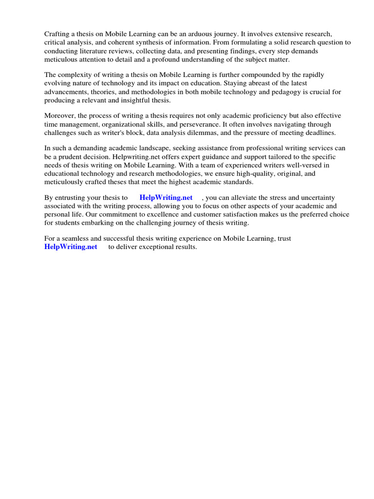 Thesis Mobile Learning | PDF | Educational Technology | Mobile Phones
