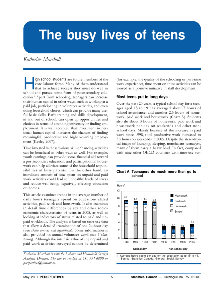 Busy Lives of Teens | PDF | Homework | Workforce