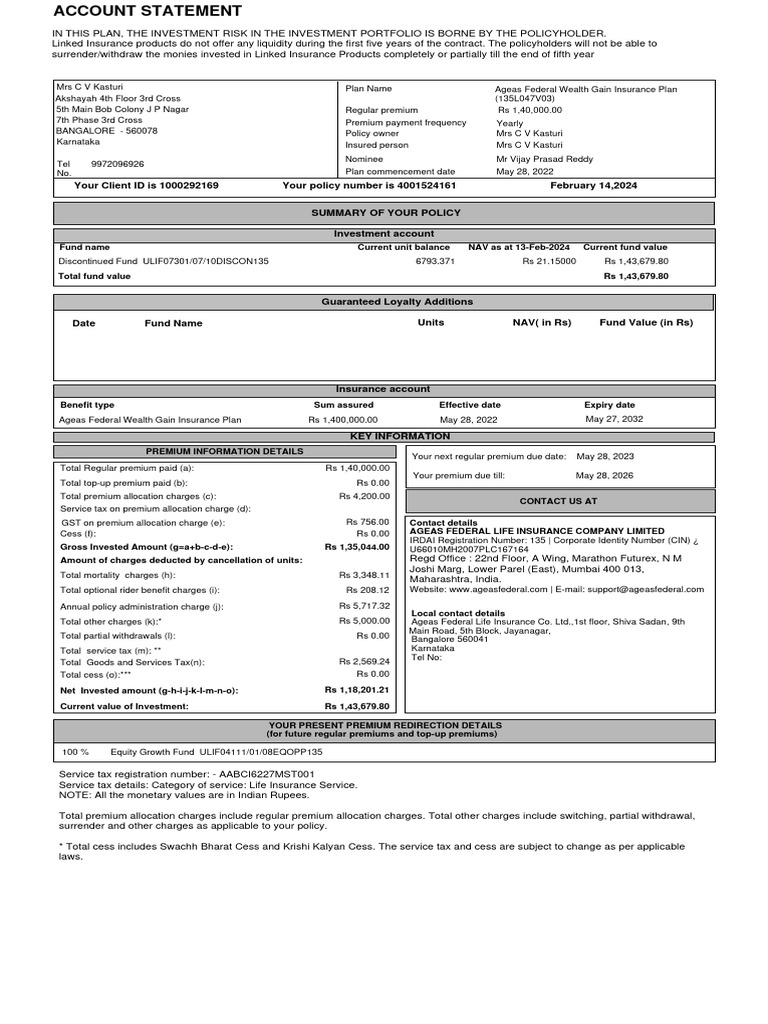 Account Statement 1707855586 | PDF | Insurance | Life Insurance