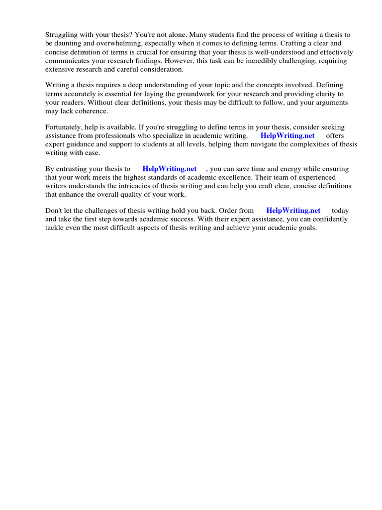 Sample of Definition of Terms in Thesis Writing | PDF | Essays | Thesis