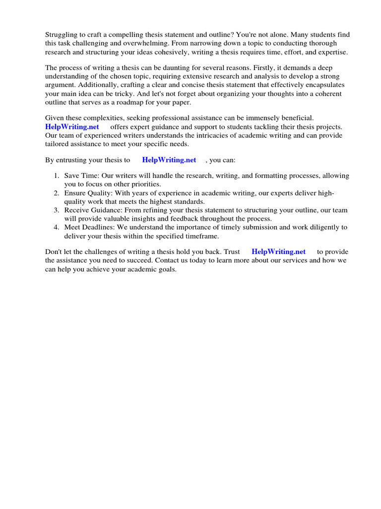 Thesis Statement and Outline Samples | PDF | Thesis | Essays