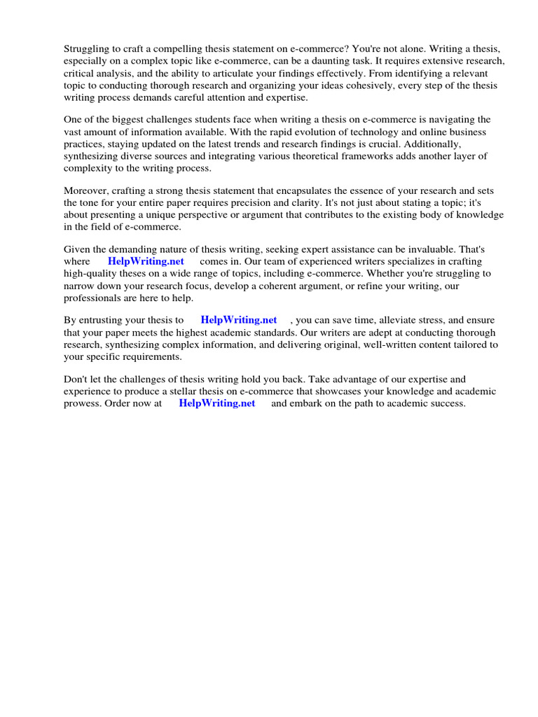 E-Commerce Thesis Statement | PDF
