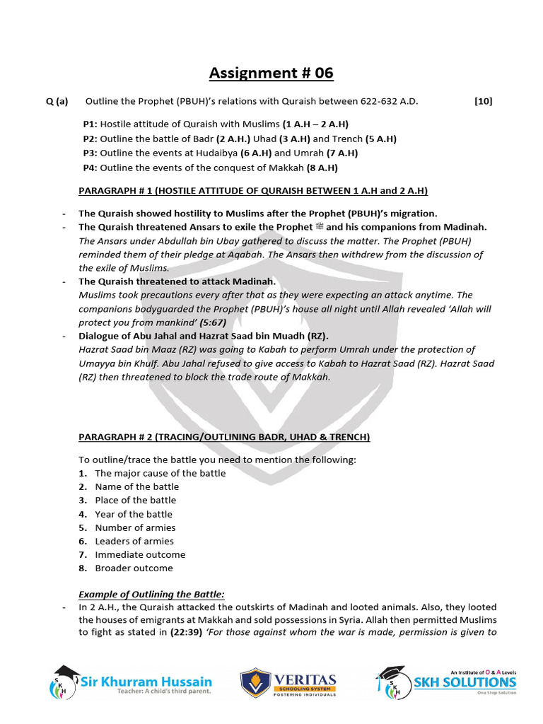 Assignment # 06 | PDF | Life Of Muhammad | Abrahamic Religions