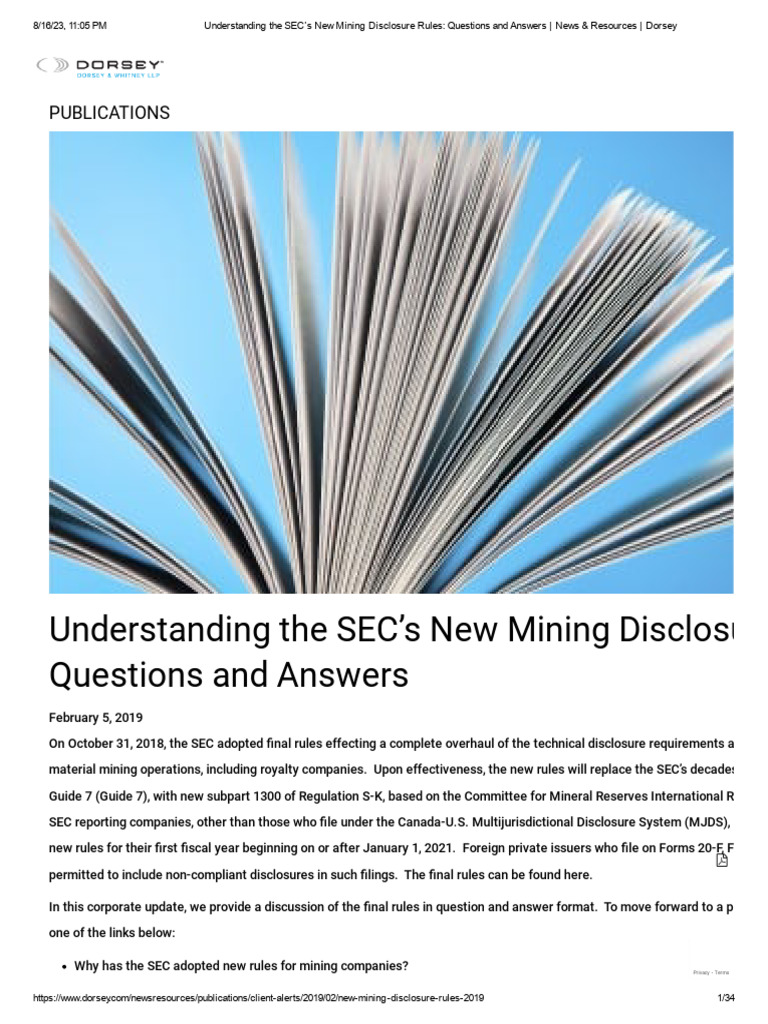 Understanding The SEC's New Mining Disclosure Rules - Questions and ...