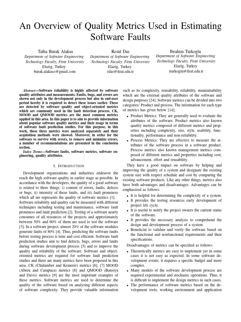 An Overview of Quality Metrics Used in Estimating | PDF | Class ... An Overview of Quality Metrics Used in Estimating | PDF | Class ...