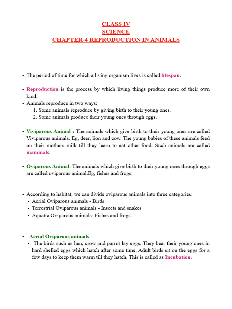Class 4 - Science Chapter - 4 REPRODUCTION IN ANIMALS | PDF | Egg | Frog