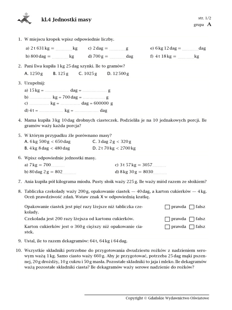 6 Jednostki Masy | PDF