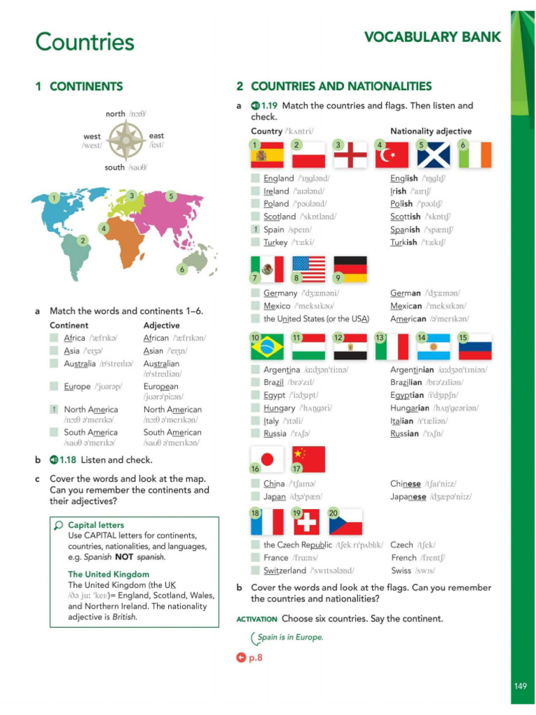 Vocabulary (Extra Countries) | PDF