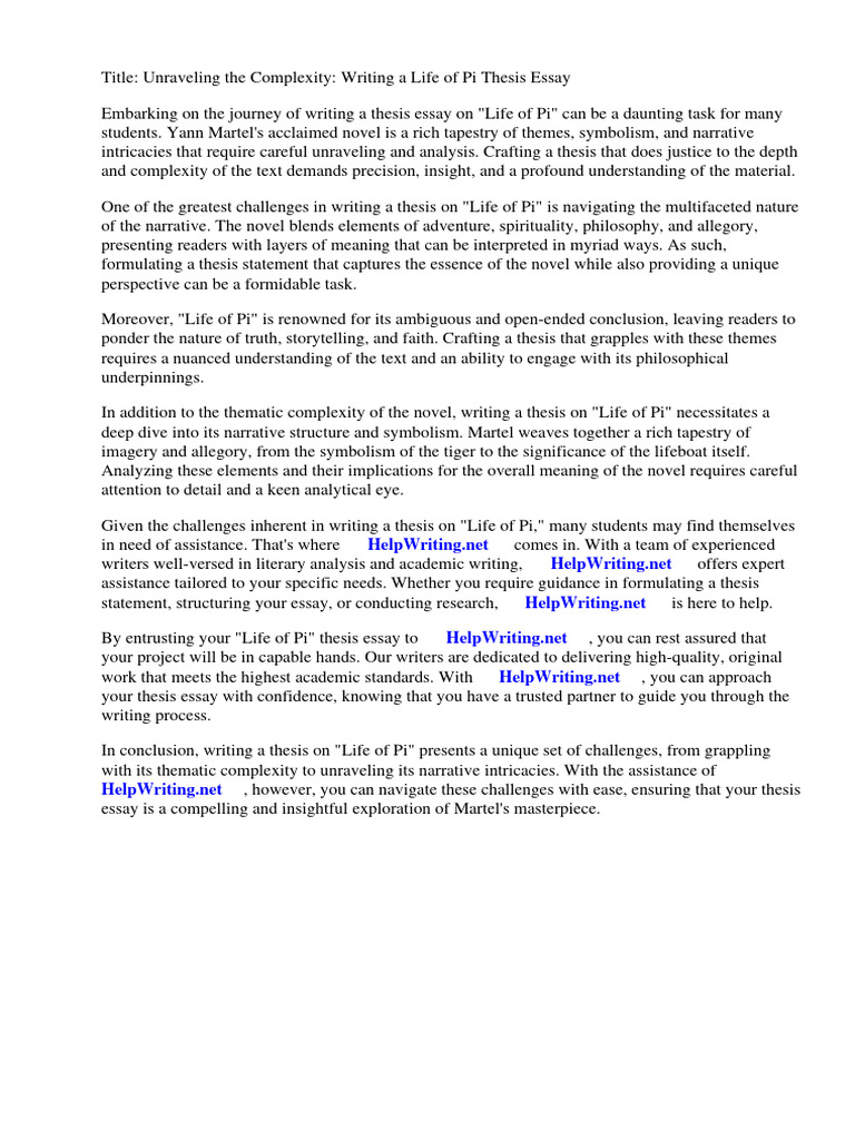 Life of Pi Thesis Essay | PDF